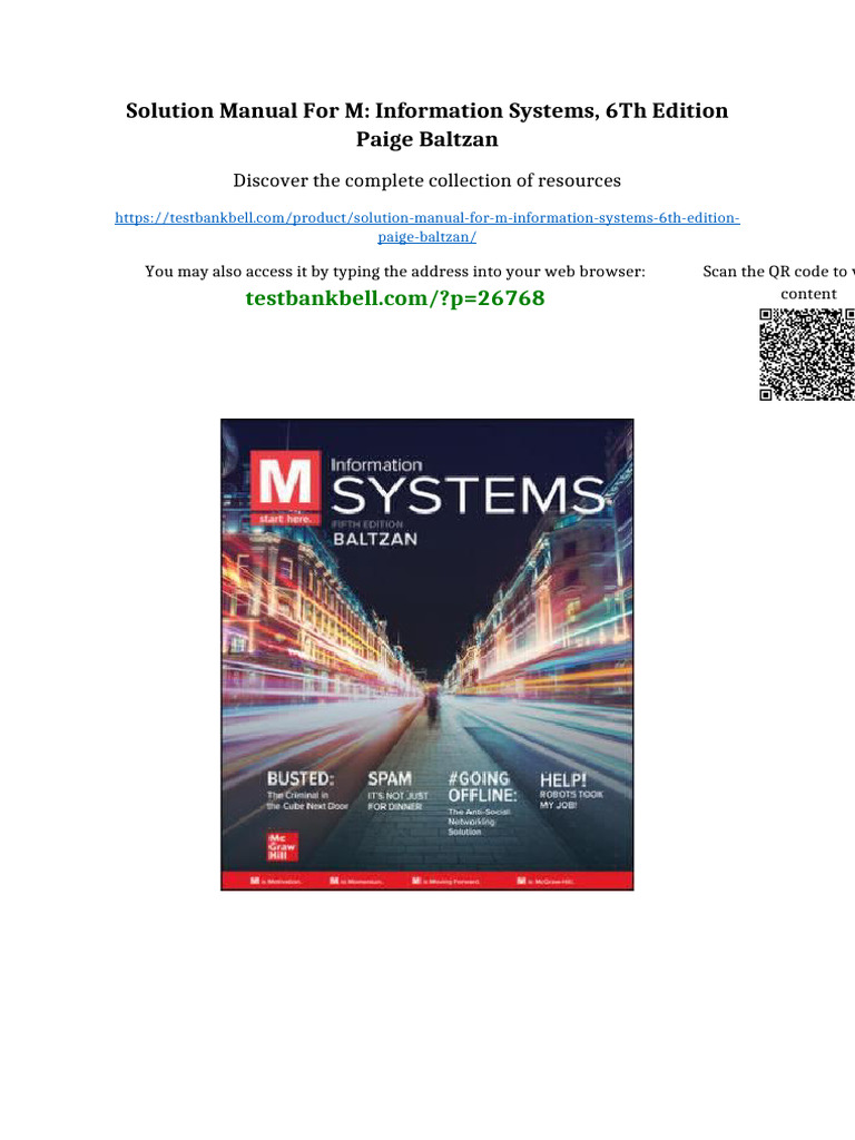 Solution Manual for M: Information Systems, 6th Edition Paige Baltzan ...