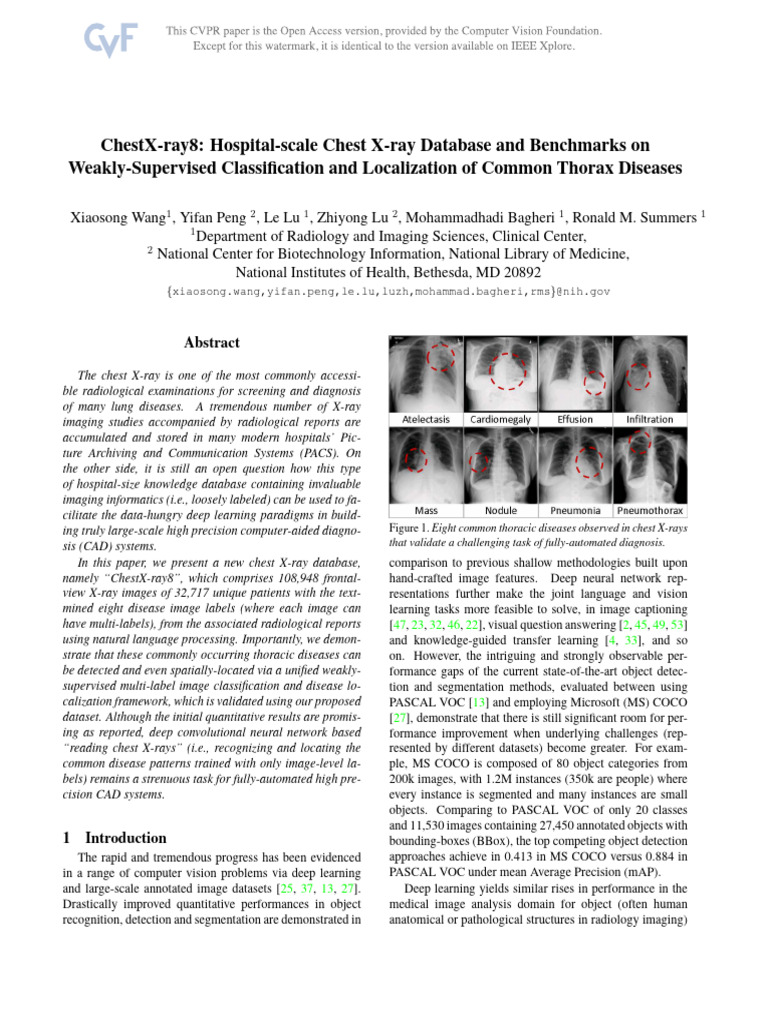 Wang ChestX-ray8 Hospital-Scale Chest CVPR 2017 Paper | PDF | Receiver ...