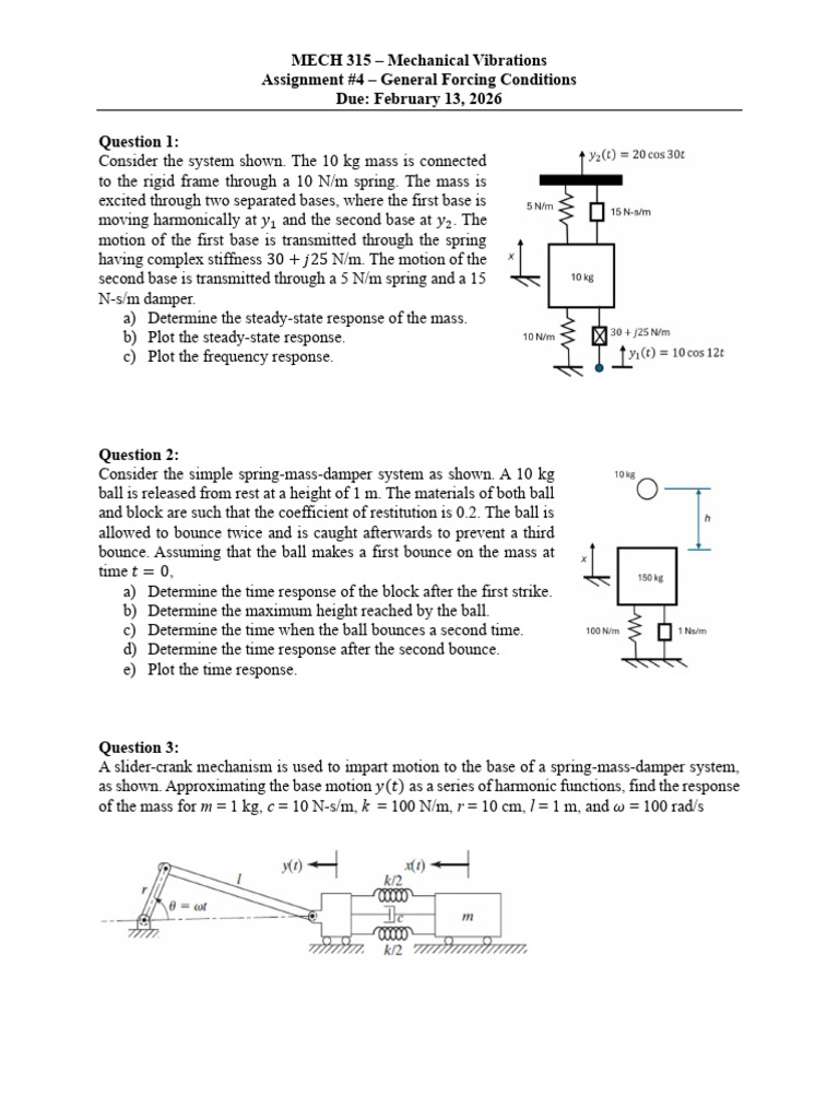 MECH 315 - Assignment 4 - General Forcing Conditions | PDF