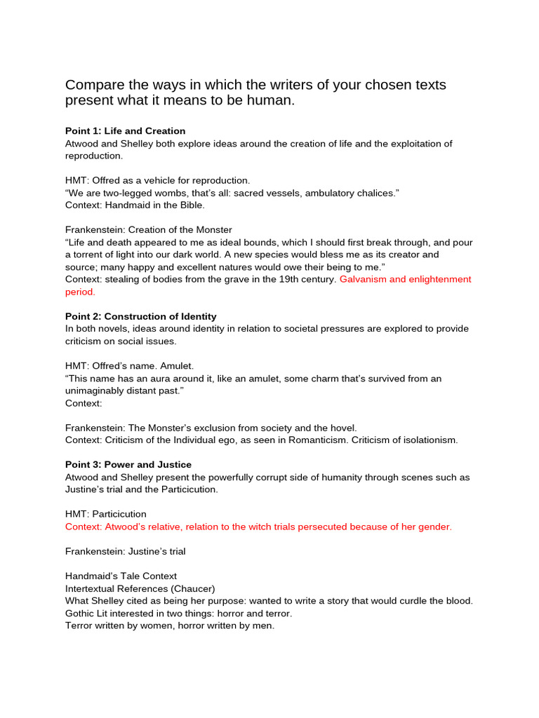 What It Means To Be Human Essay Plansssssssssss | PDF | Frankenstein