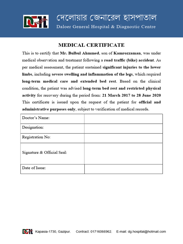 Medical Certificate Draft Bulbul | PDF
