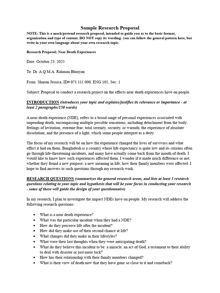Research Proposal Sample | PDF | Scientific Method | Cognition