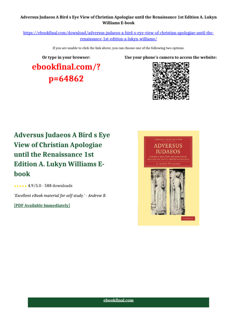 Adversus Judaeos A Bird s Eye View of Christian Apologiae until the ...