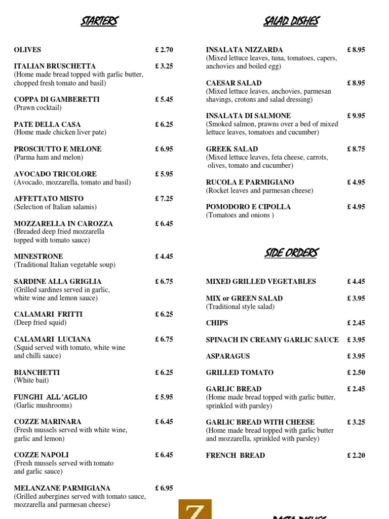 Zafferelli Main Menu | PDF | Tomato Sauce | Salad