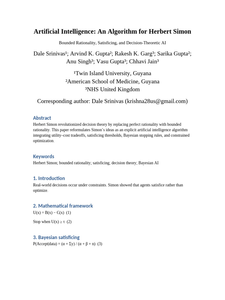 AI Algorithm For Herbert Simon Elsevier WITH GRAPHS TABLES | PDF