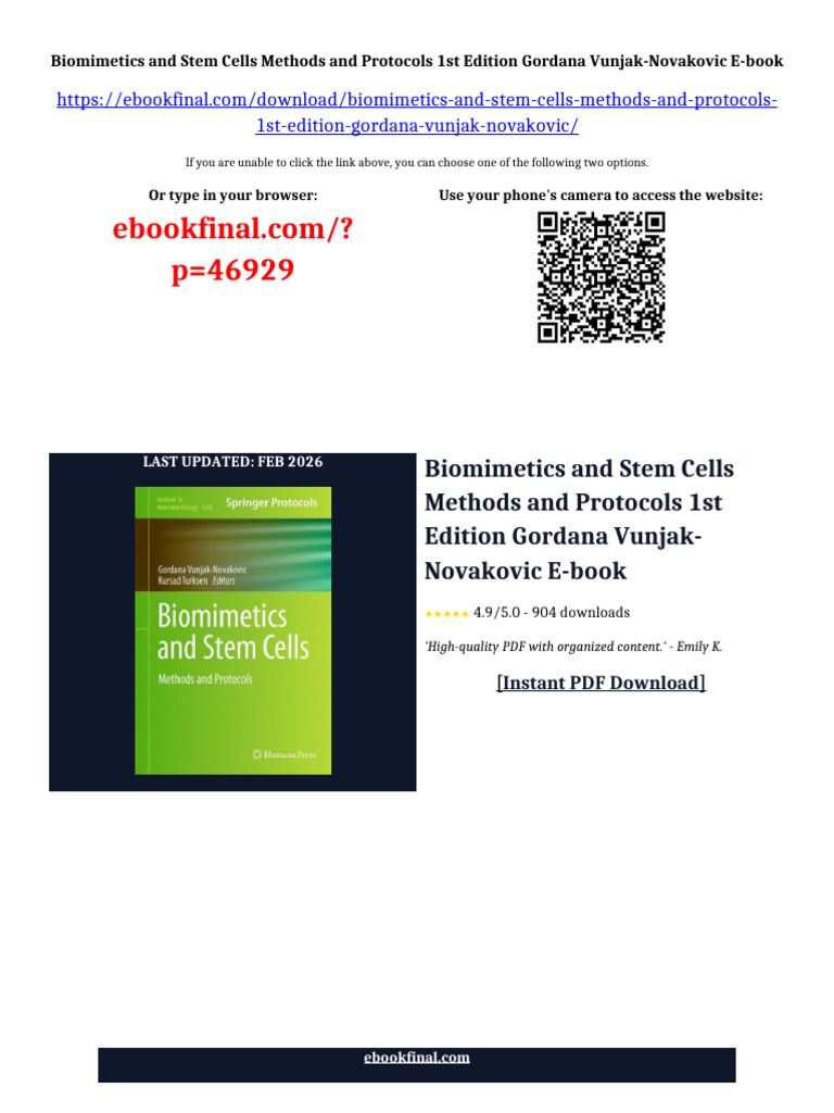 Biomimetics and Stem Cells Methods and Protocols 1st Edition Gordana ...