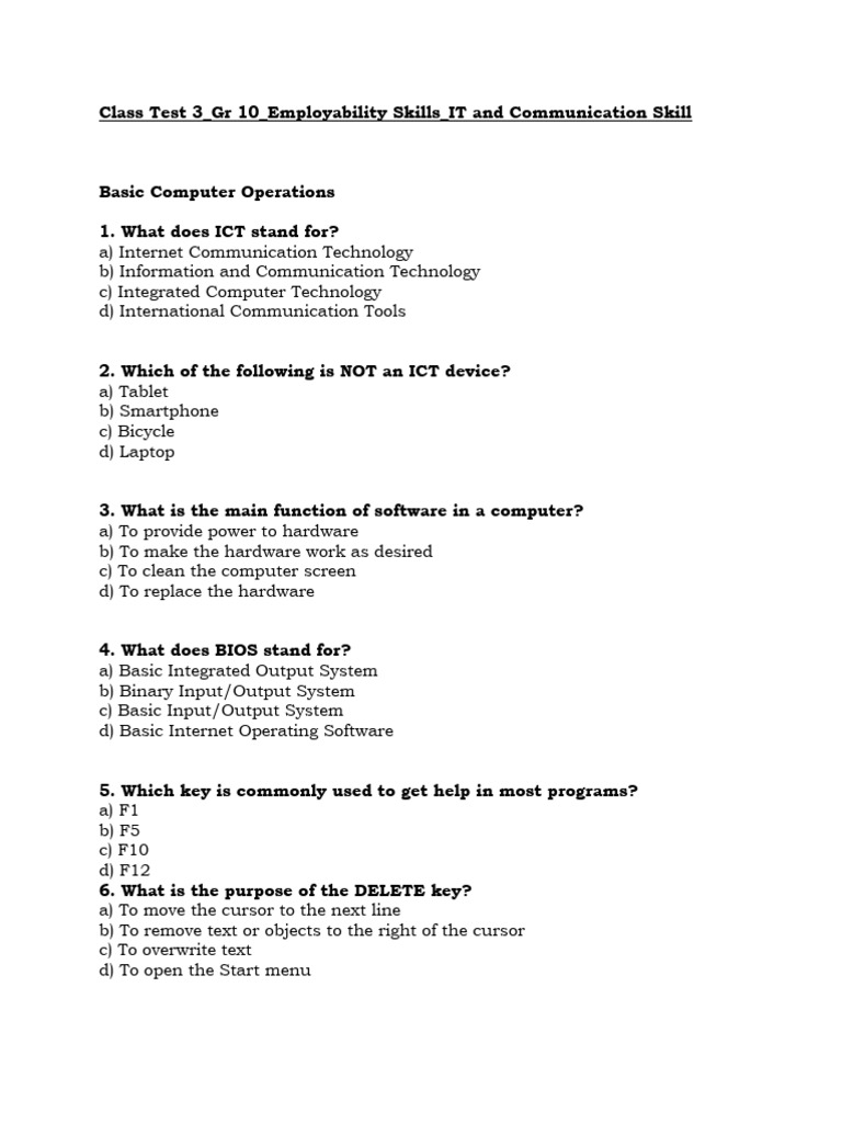 ICT Skills - Extra Questions | PDF | Computer Virus | Antivirus Software