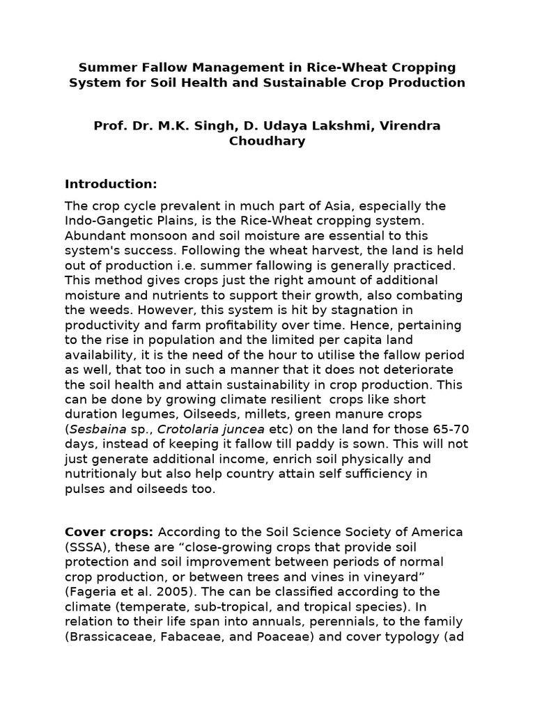 Review Paper Summer Fallow | PDF | Crop Rotation | Soil