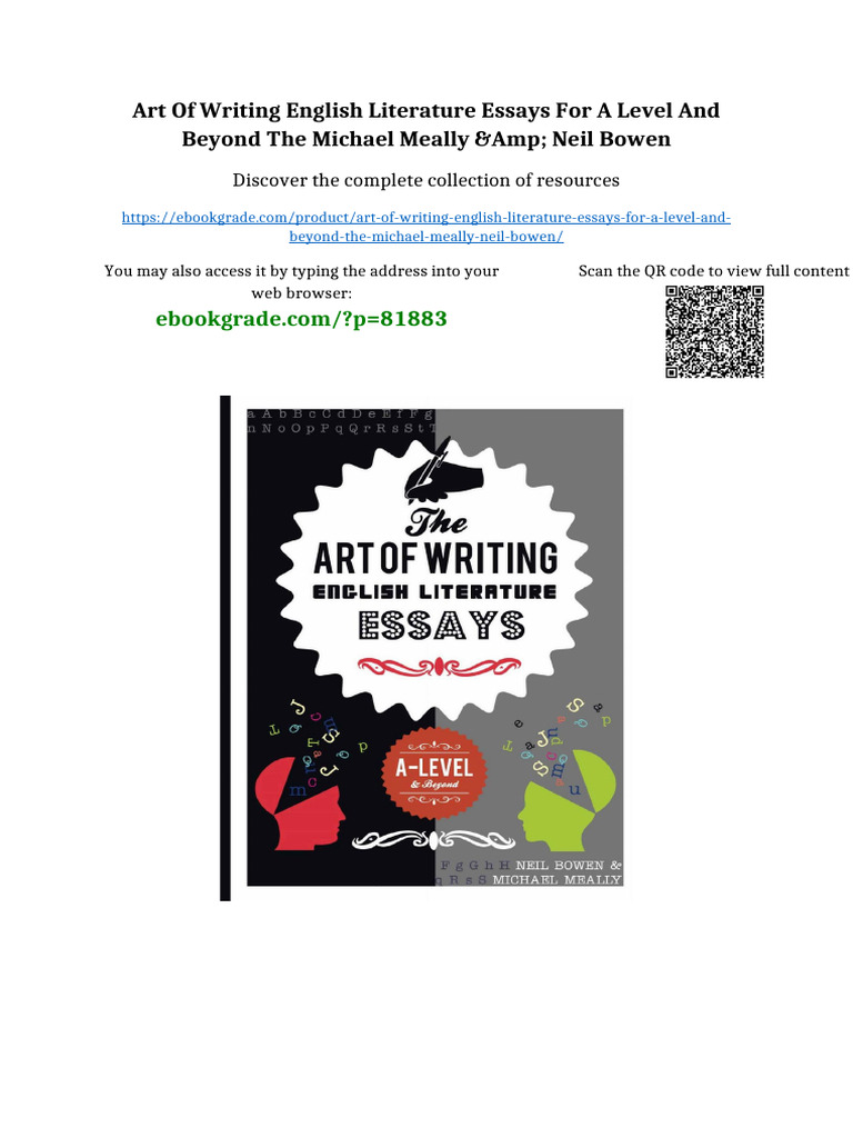 Art of Writing English Literature Essays For A level and beyond The ...