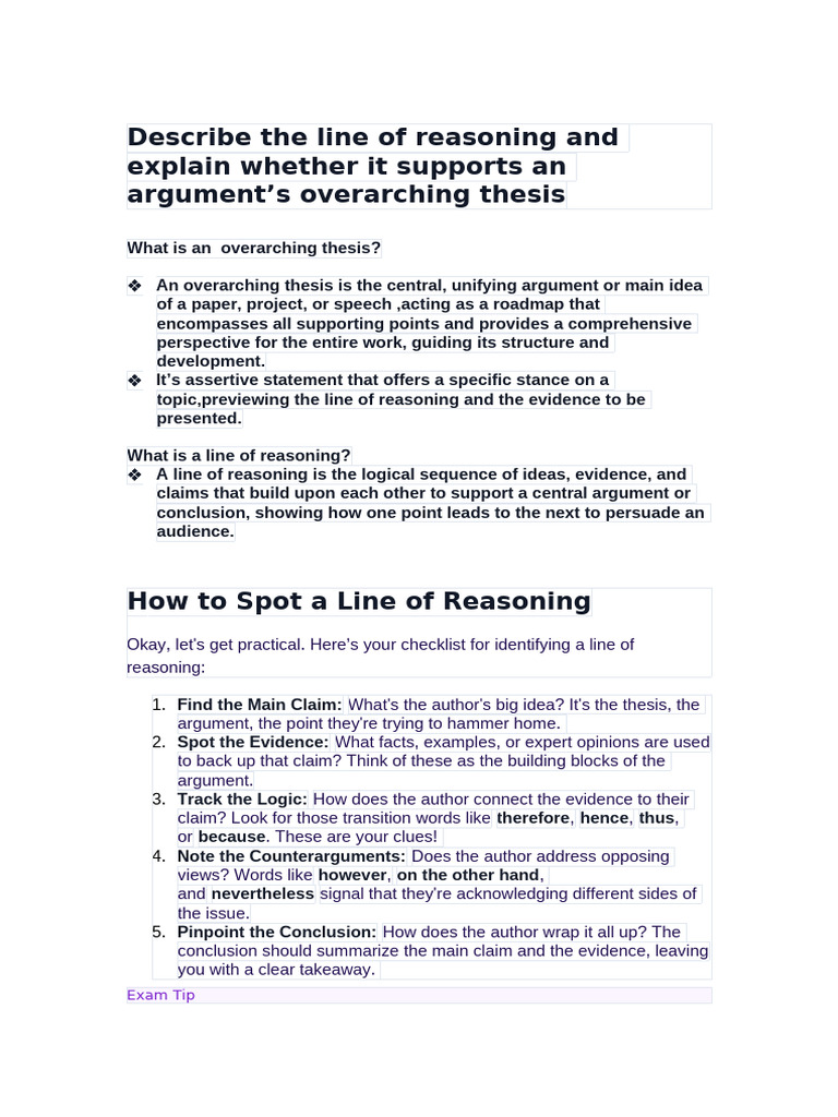 Describe The Line of Reasoning and Explain Whether. | PDF | Argument ...