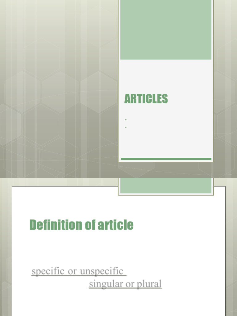 ARTICLES Singular and Plural Nouns | PDF | Noun | Plural