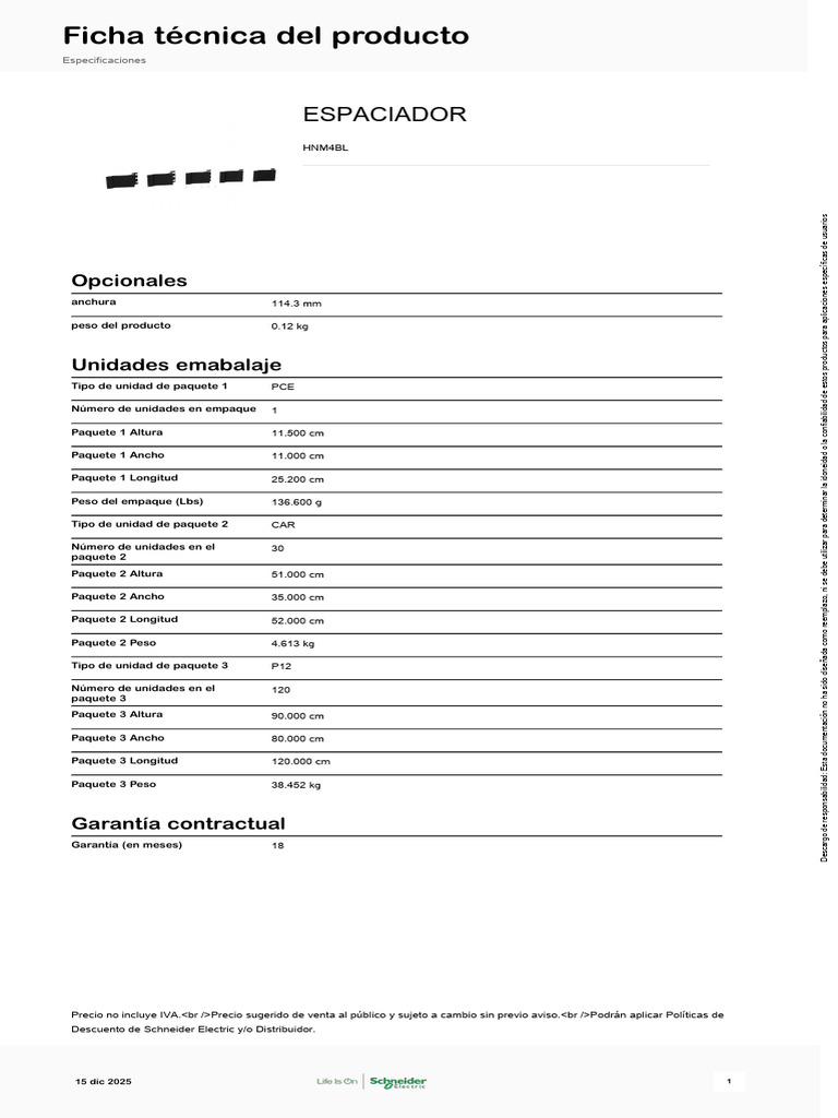 Schneider Electric Tableros de Distribución ILine HNM4BL | PDF ...