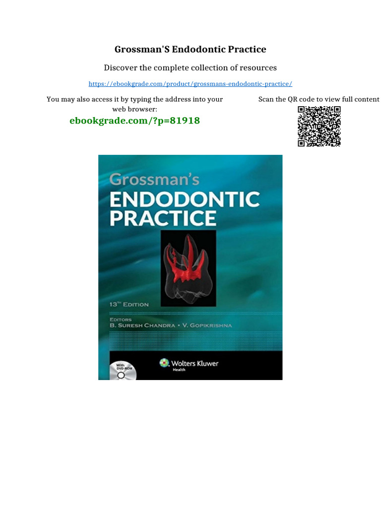 Grossman's Endodontic Practice Kindle & PDF Formats | PDF ...