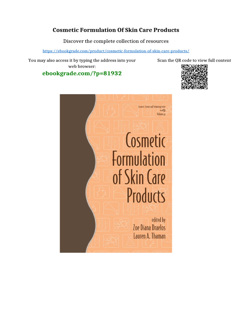 Cosmetic Formulation of Skin Care Products Full Chapters Included | PDF ...