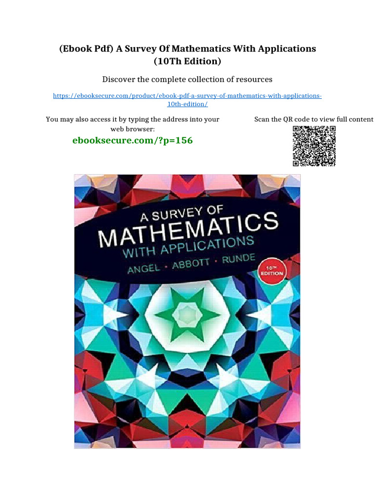 (eBook PDF) A Survey of Mathematics with Applications (10th Edition ...