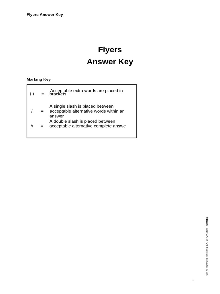 Flyers Answer Keys | PDF