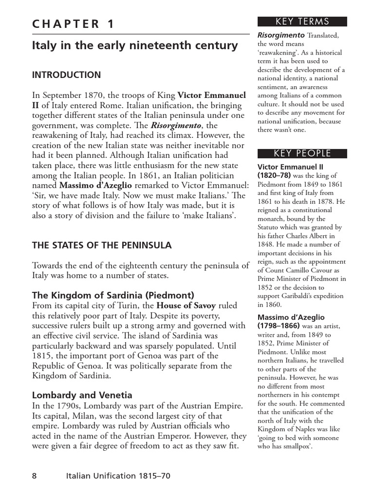 Unification of Italy | PDF | Napoleon | Italy