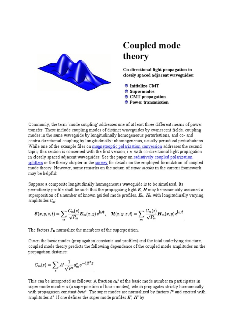 Coupled Mode Theory | PDF | Normal Mode | Waveguide