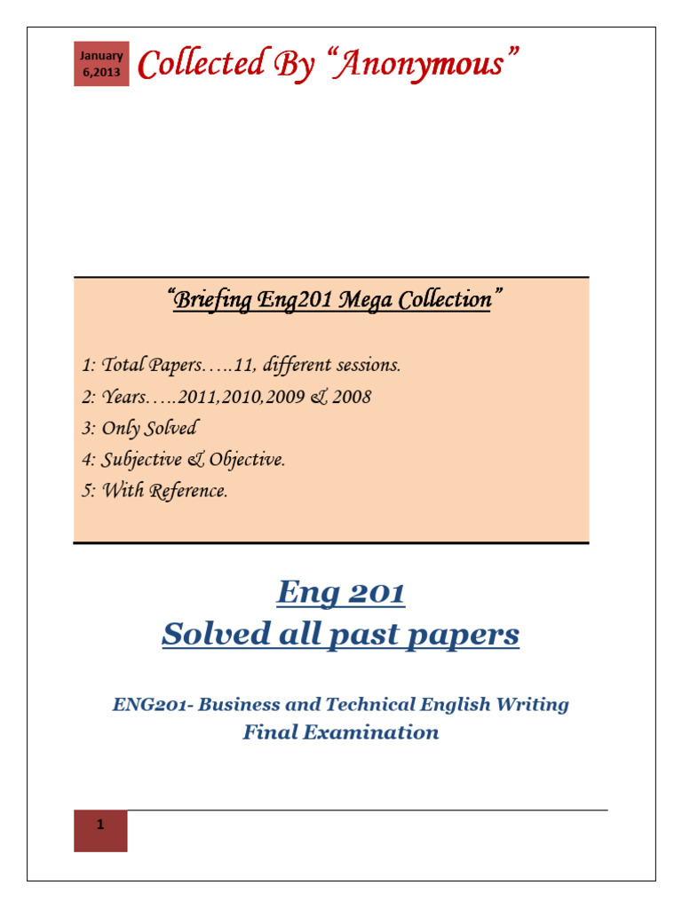 ENG201 Mega Collection of Final Papers | PDF | Noun | Part Of Speech