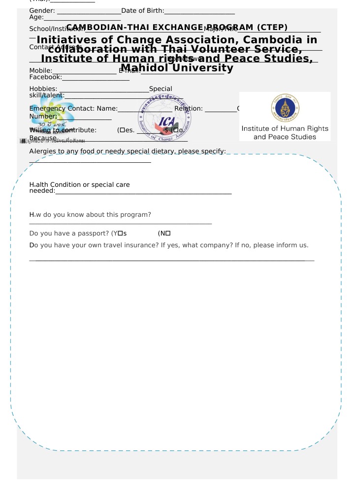 Thai Application Form 2ndCTEP - 2012 | PDF | Career & Growth