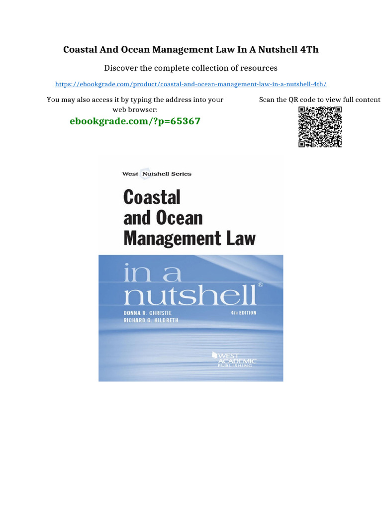 Coastal and Ocean Management Law in A Nutshell 4th Updated 2025 | PDF ...