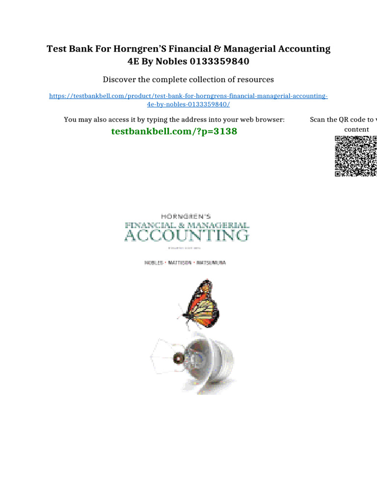 Test bank for Horngren’s Financial & Managerial Accounting 4e by Nobles ...