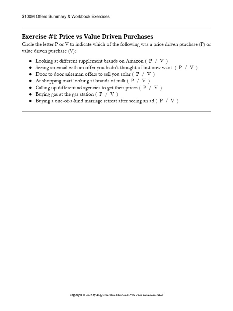 $100M Offers - Worksheet | PDF | Cost | Grocery Store