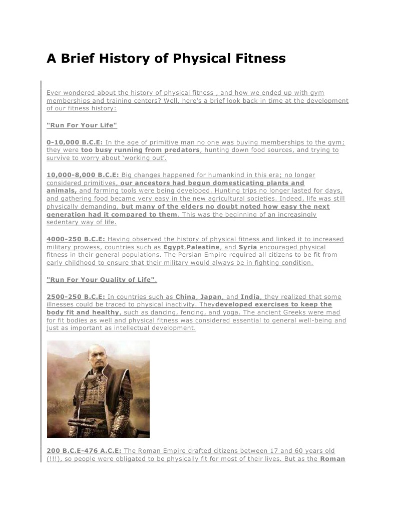 History of Physical Fitness Overview | PDF | Physical Fitness | Muscle