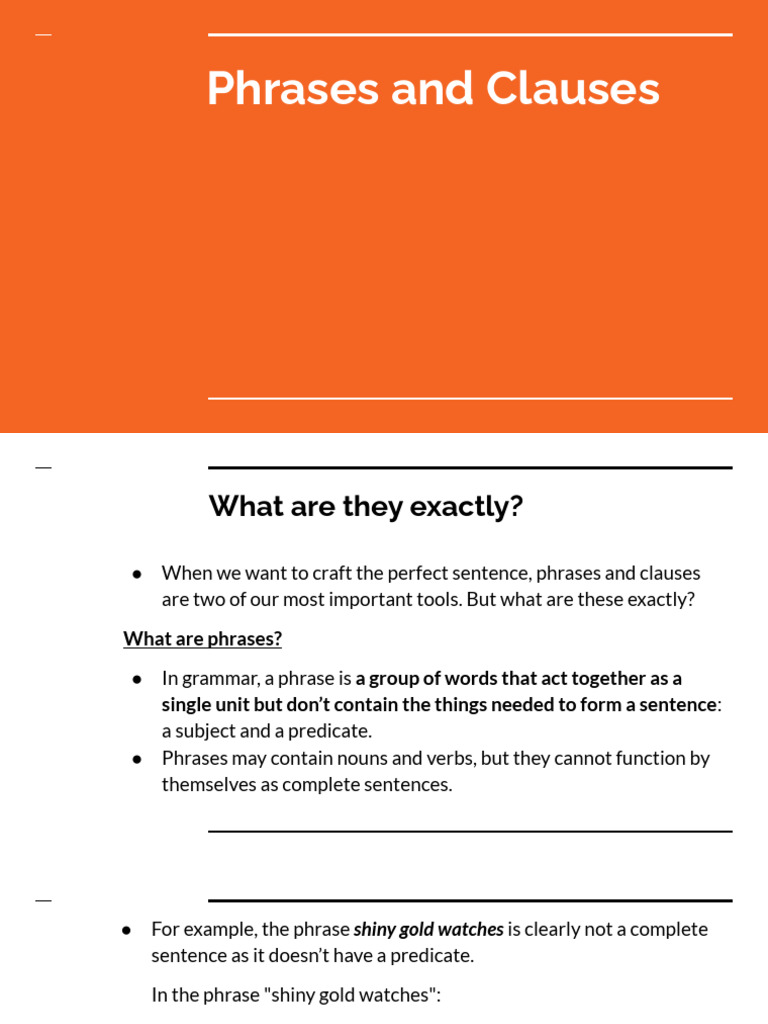 Phrases and Clauses | PDF | Adverb | Phrase