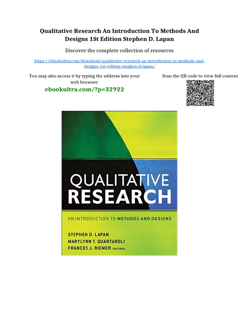 Qualitative Research An Introduction To Methods and Designs 1st Edition ...