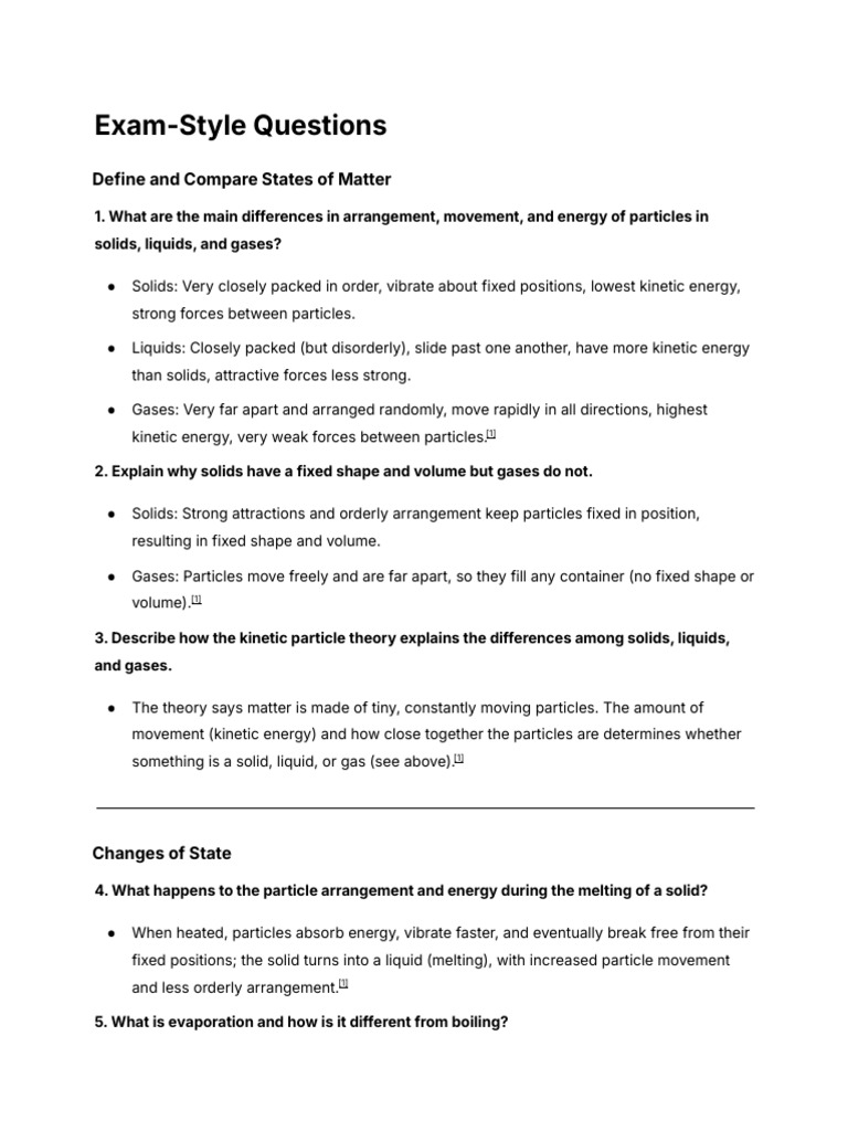 Exam-Style Questions_States of Matter and Kinetic - Google Docs | PDF ...