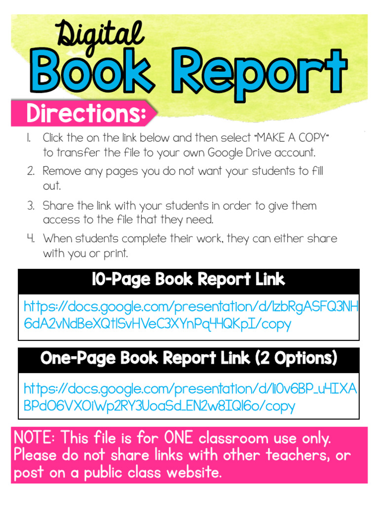DigitalBookReportTemplatesGoogleSlidesReadingComprehensionandWriting-1 ...