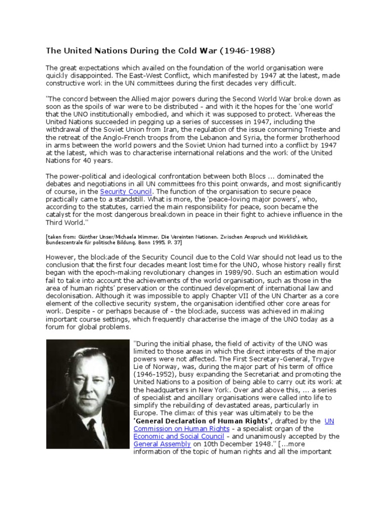 United Nations Achievements in the Cold War | PDF | United Nations ...