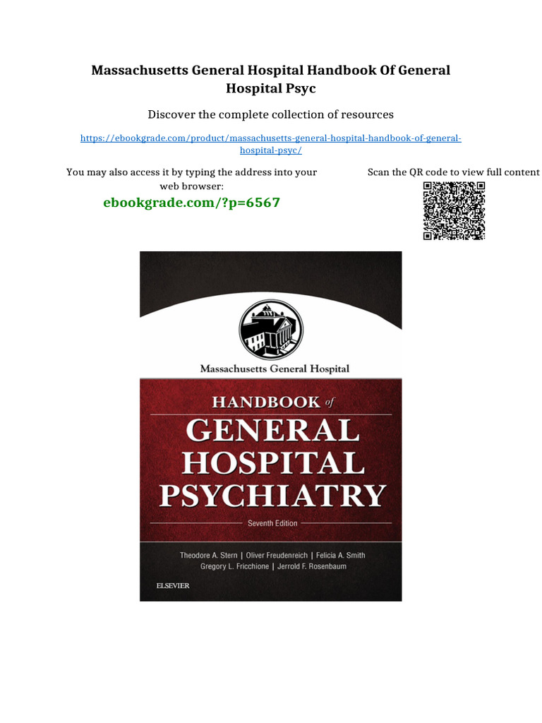 Massachusetts General Hospital Handbook of General Hospital Psyc Newest ...