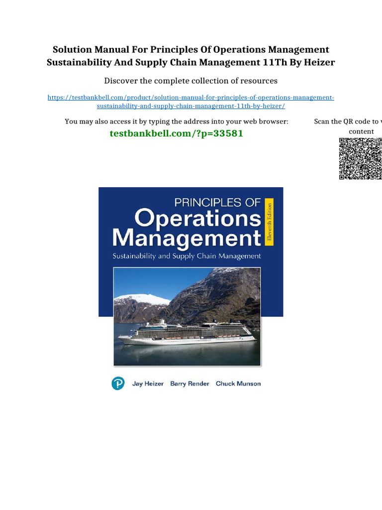 Solution Manual for Principles of Operations Management Sustainability ...