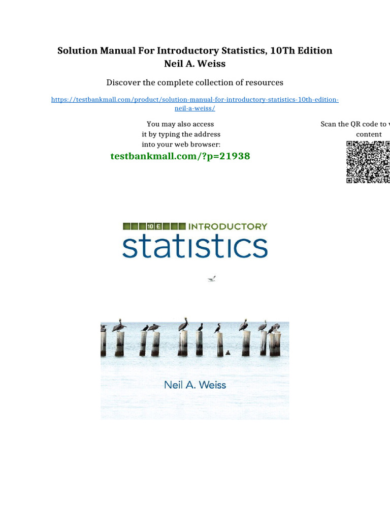 Solution Manual For Introductory Statistics, 10th Edition Neil A. Weiss ...