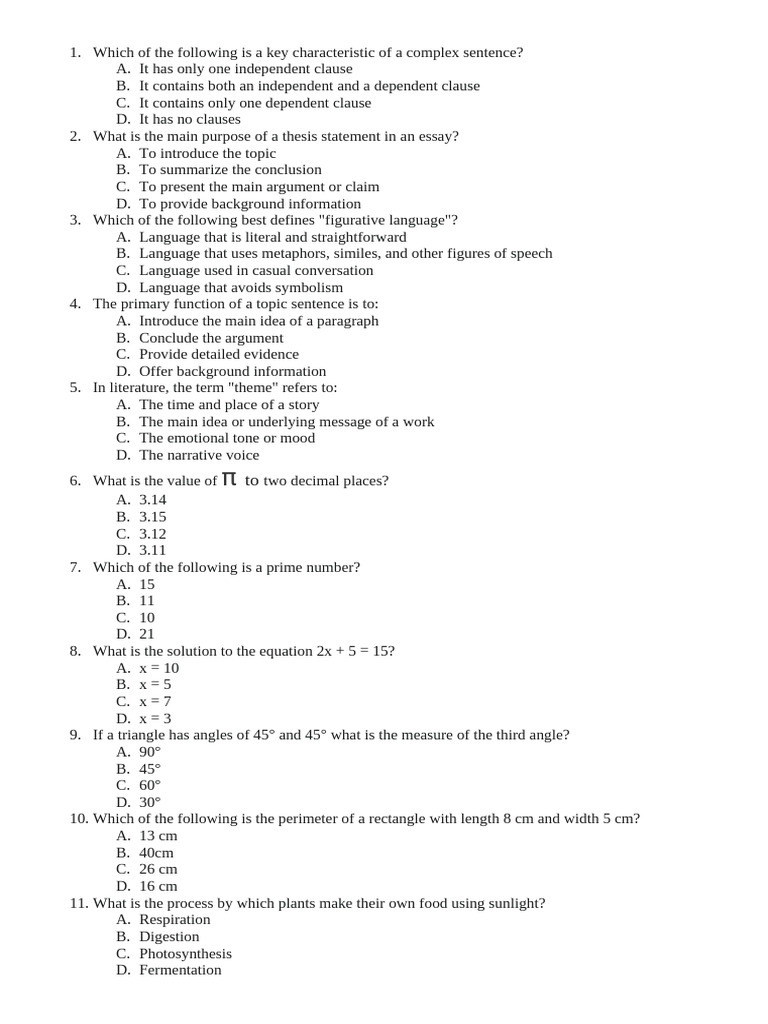 Which of The Following Is A Key Characteristic of A Complex Sentence ...