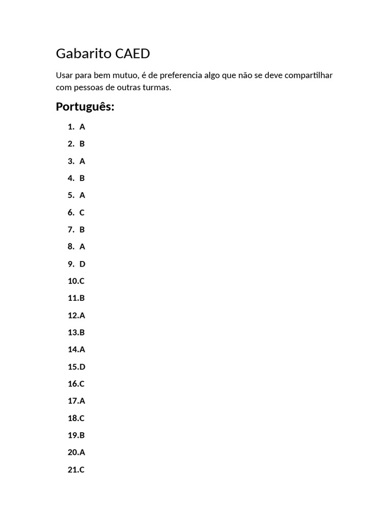 Gabarito CAED | PDF