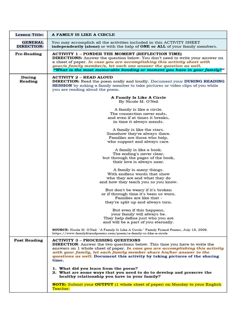Reading Education Activity Sheet 3-8-24 | PDF | Human Communication