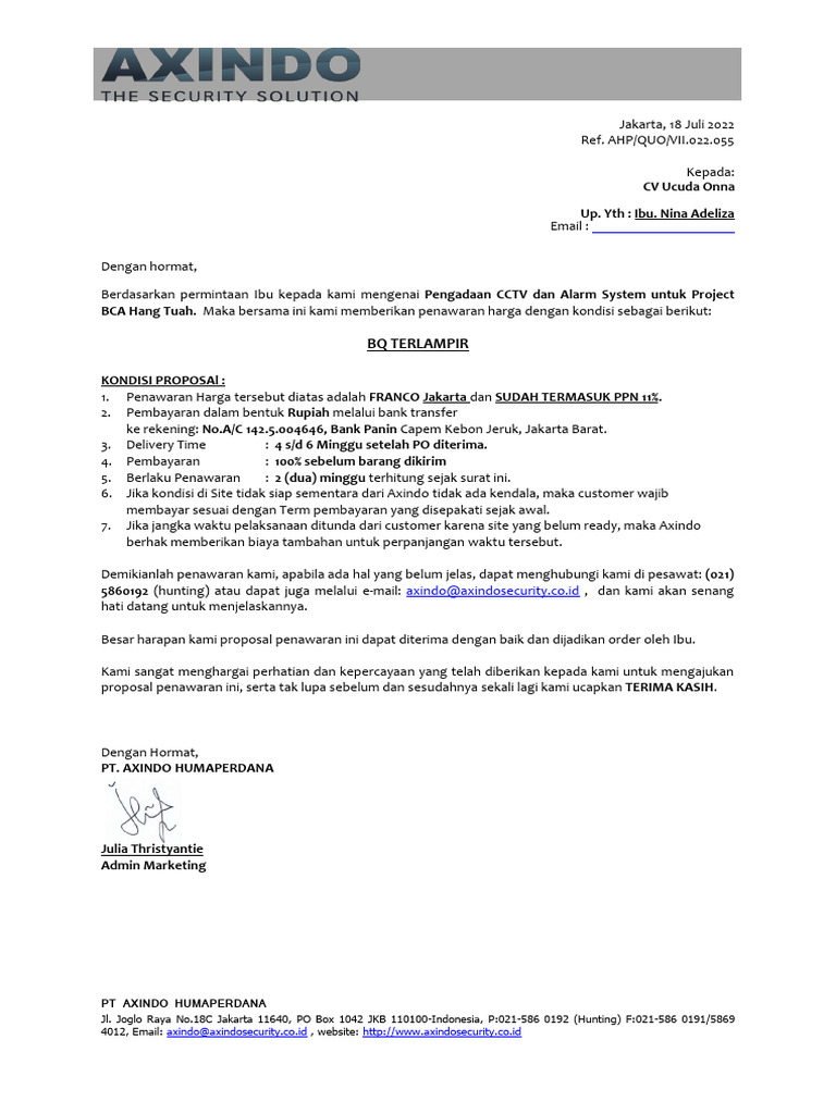 VII.022.055 CV Ucuda Onna - Pengadaan CCTV Dan Alarm System Project BCA ...
