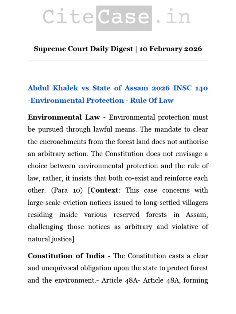 CiteCase Supreme Court Daily Digest 10 February 2026 - 1 | PDF ...
