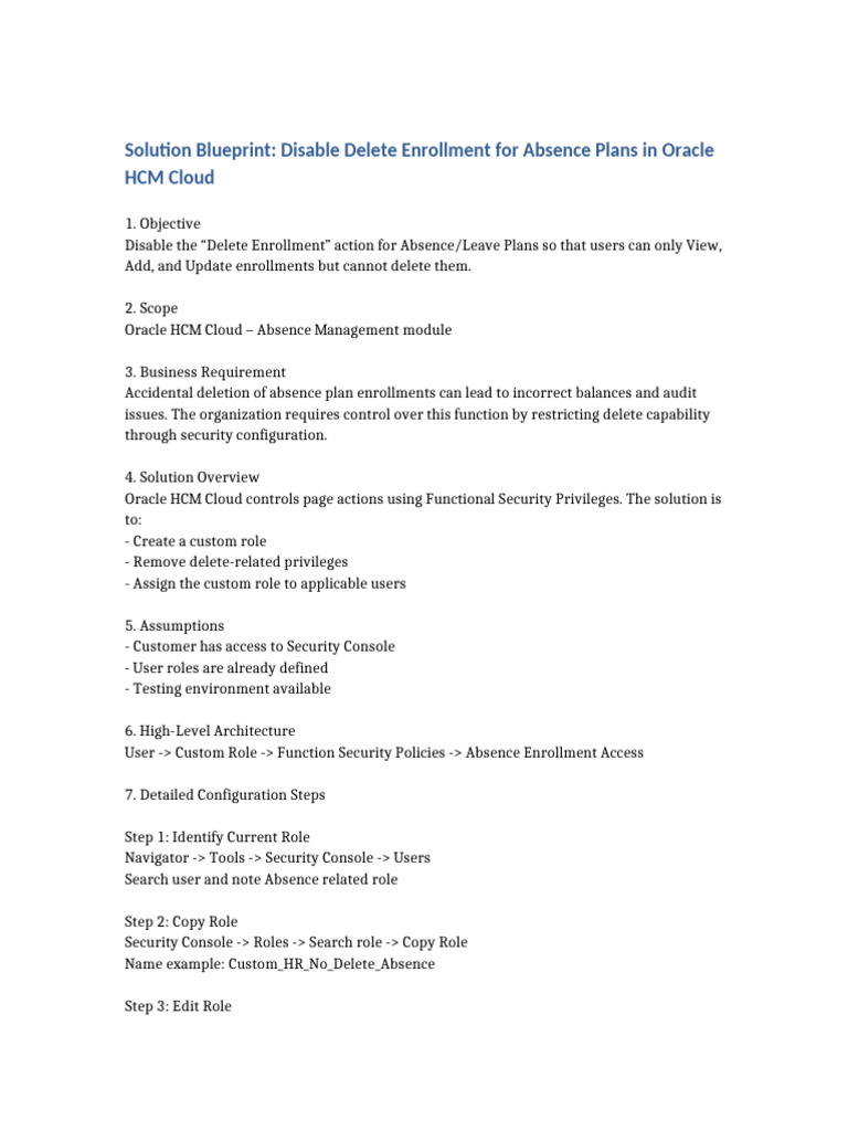 Oracle HCM Disable Delete Enrollment Blueprint | PDF | Cloud Computing ...