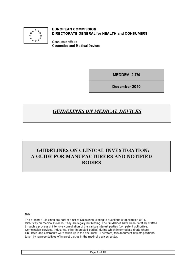 Meddev 2.7 4 | PDF | Medical Device | Clinical Trial