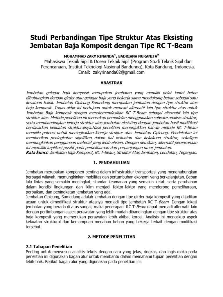 Studi Perbandingan Tipe Struktur Atas Eksisting Jembatan Baja Komposit ...