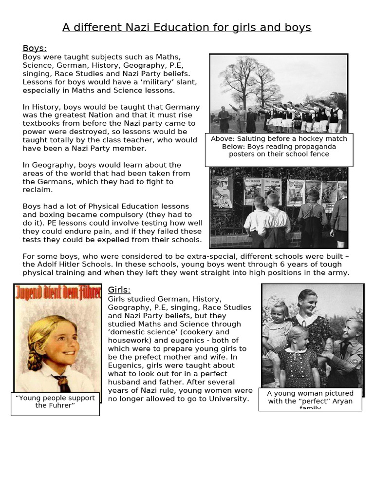 L3 Different Nazi Education For Girls and Boys | PDF
