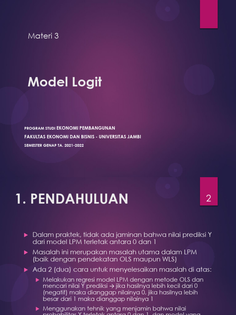 Materi 2 Model Logit | PDF