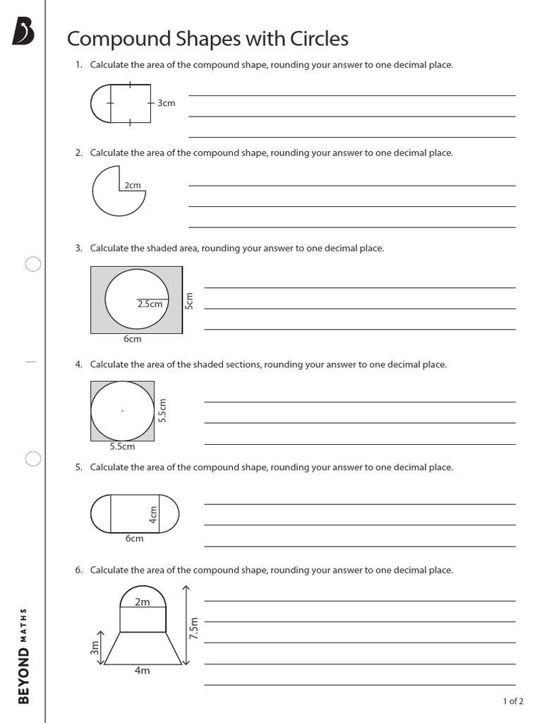 Compound Shapes With Circles | PDF | Area | Mathematics