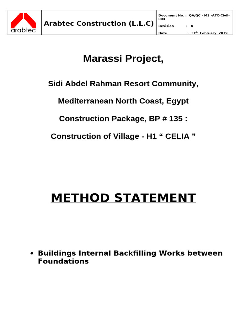 MS 004 - Buildings Internal Backfilling Works Between Foundations | PDF ...