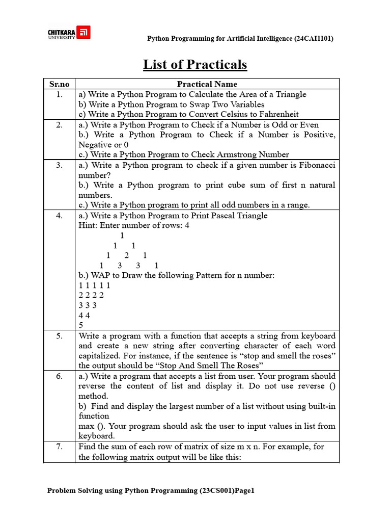 List of Practicals | PDF | Letter Case | String (Computer Science)