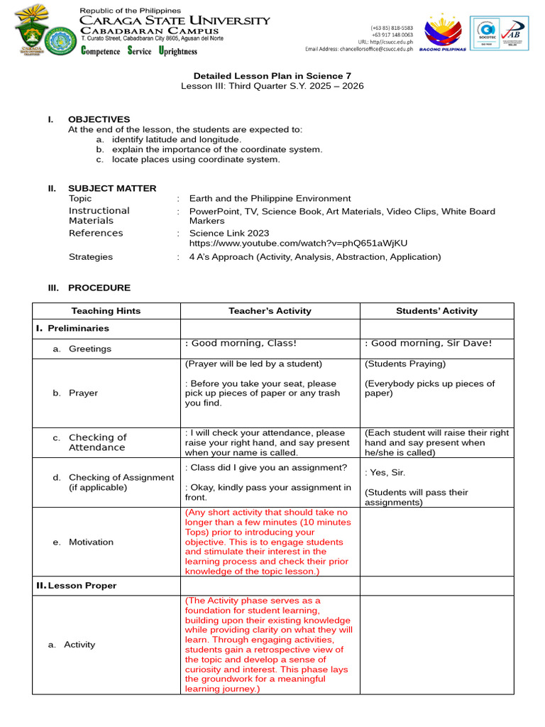 Detailed Lesson Plan Format | PDF | Lesson Plan | Learning